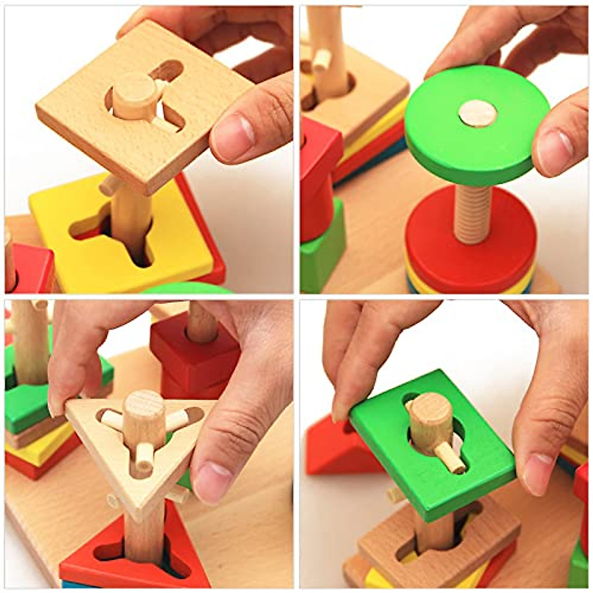 TOTJOY Montessori Toys for 2 Year Olds 18+ Months Wooden Educational Toy for Toddlers Shapes Sorting Stacking Toys Busy Board Sensory Toys Early Development & Activity Toys