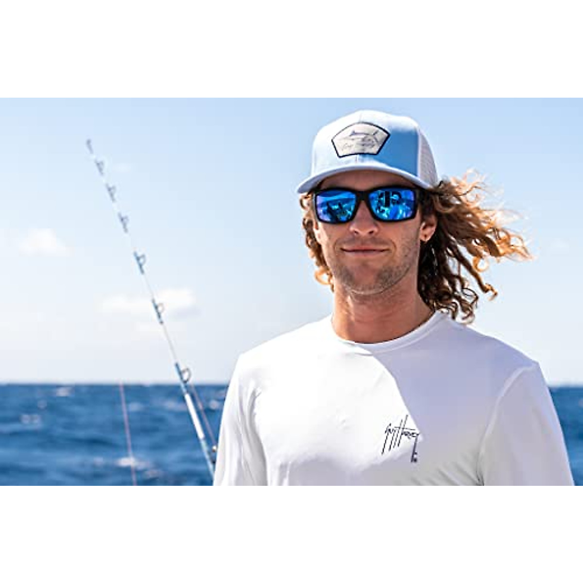 Guy Harvey Men's Cali Vibes Mesh Trucker Hat, Powder Blue, One Size