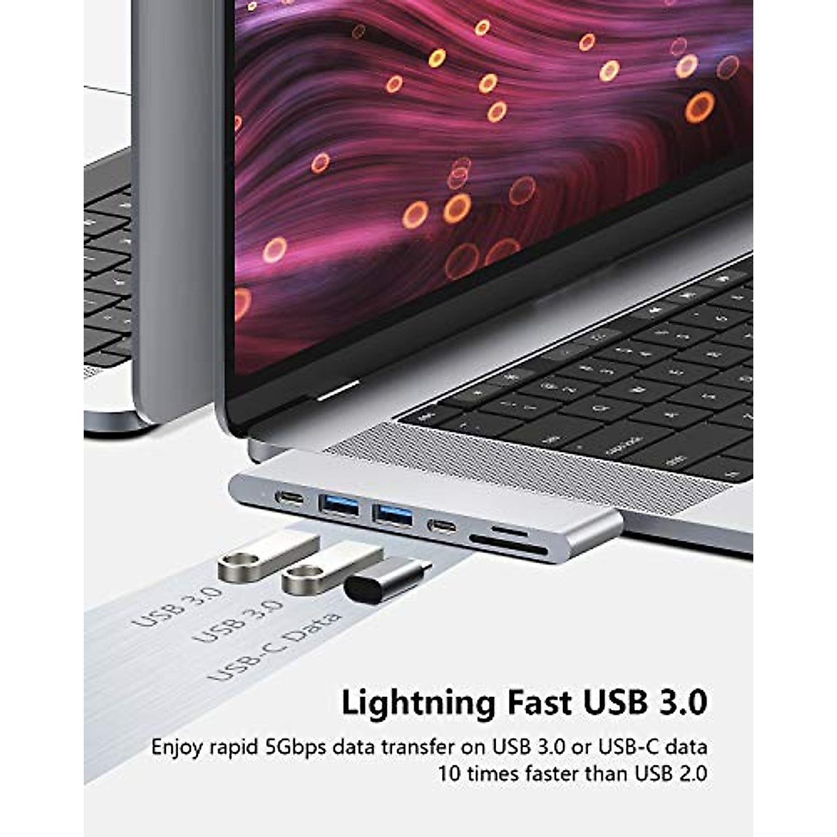 Purgo USB C Hub for MacBook Pro 13 M2 Air 2022/2021-2018, MacBook Adapter with 4K HDMI, 100W PD, 40Gbps TB3 5K@60Hz, USB-C, 2 USB 3.0 and SD/Micro Card Readers