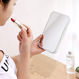 Coobbar Desktop Foldable Makeup Mirror Simple Portable Princess Mirror Square Makeup Mirror for Women (White)