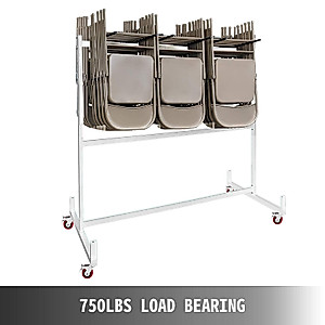 Happybuy Folding Chair and Table Cart 750lbs Capacity Combo Cart for 42 Chairs and 12 Tables Steel Frame Folding Chair Racks for Storage Swivel Wheels Folding Chair Storage with Steel Rope