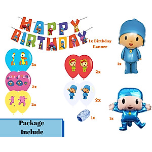Pocoyo and Friends theme party decorations balloons Birthday Party Supplies. Pocoyo. Baby Shower decorations. Pocoyo and friends cupecake topper and table cloth or tablecover 24 cupcake toppers. Pato, Elly, Loula, Sleepy Bird, and Baby Bird.