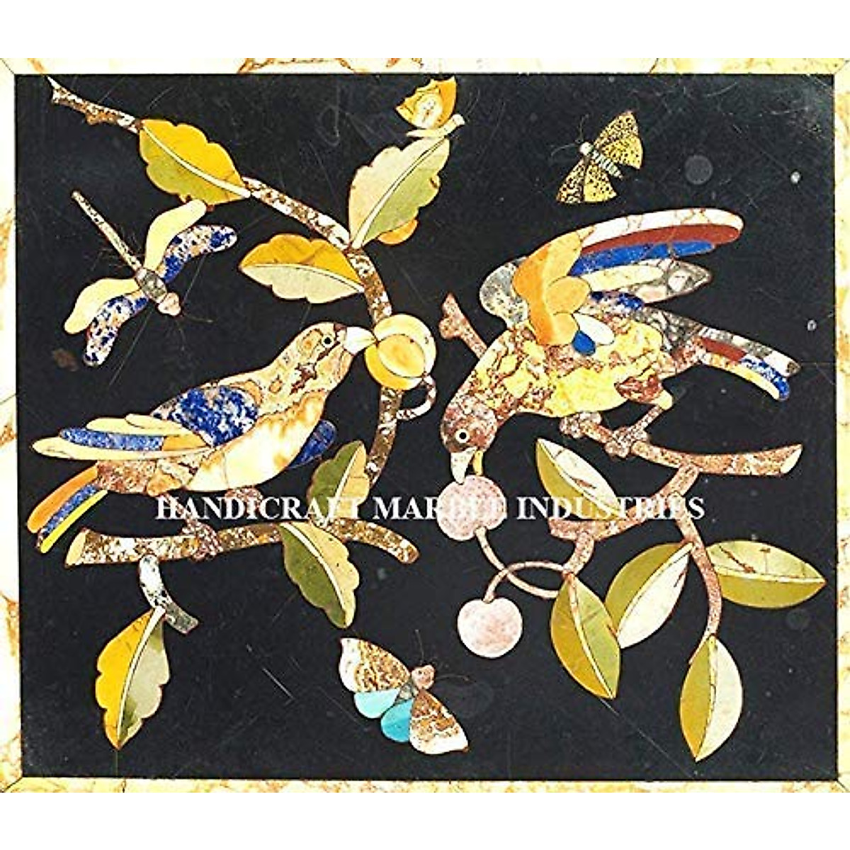 Wall Panel Modern Bird & Butterflies Design Black Marble Inlay Home Decor Furniture Gift Wall Decor Living Room Patio, Piece of Convesation