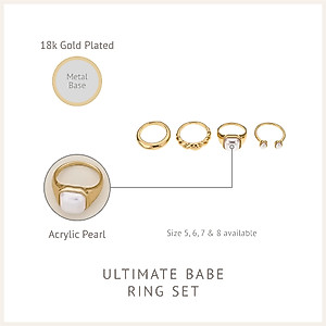 Ettika 18k Gold Plated Ring Set for Women. Ultimate Babe Stacking Ring Set. Fashion Jewelry and Accessory, 8