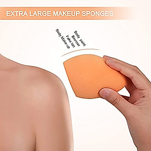 XL EXTRA LARGE Make Up Beauty Sponges Blender-Product contains: 1x Small(8cm) 1xExtra Large(11cm) and 2 Sponge Holder-for Face Body, Blush Cream, Liquid Foundation Powder Application, Ivory