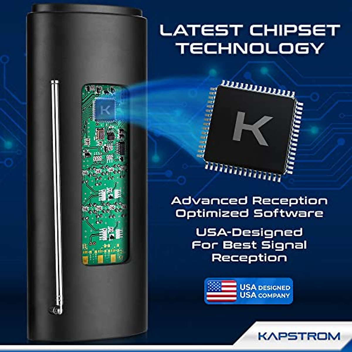 KapStrom 4K HDTV Antenna [Early Release 2023 Chipset] Antenna w/Long Range 300 Miles Reception; Indoor/Outdoor Power Amplifier for Signal Boost; 29.5 ft Coax Cable; Supports All Digital TV Formats