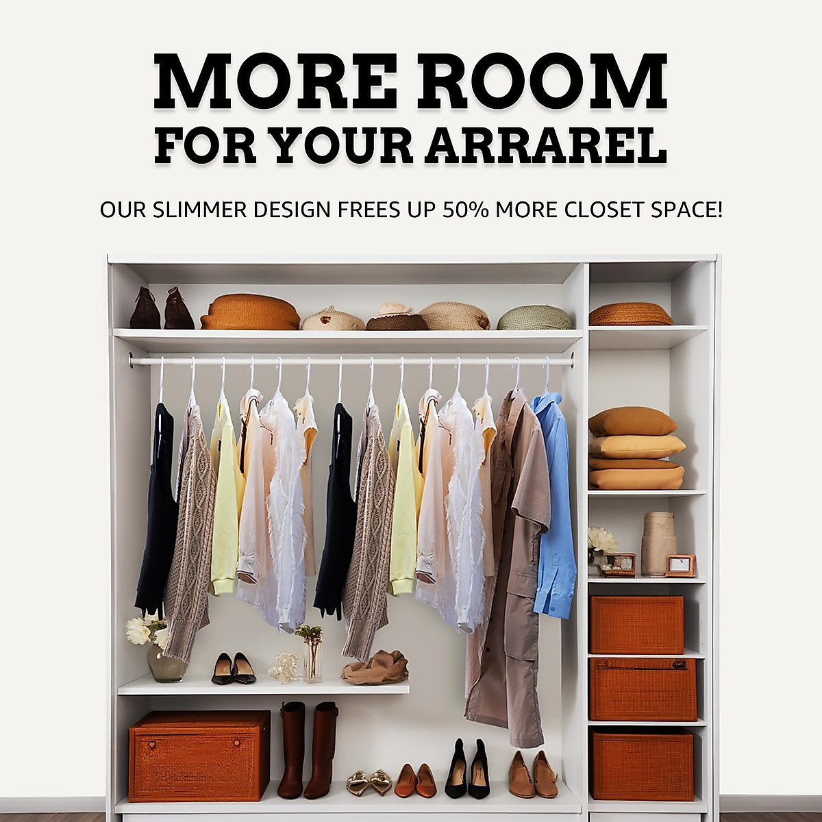 Our Modern Space 100 Pack Adult Plastic Hanger for Shirt Pants Coats Dresses Skirts Suits Jackets - Standard Thick Coat Hanger - Sturdy & Durable Design with Shoulder Grooves Hook - White