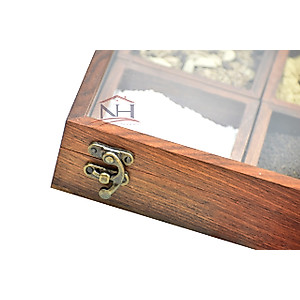 Mahak Nisar Timber '‘Six Blends' Wooden Spice Boxes 06 Containers Box with Spoon in Sheesham Wood Spice jar for Kitchen Multipurpose Decorative Boxes Spice Box