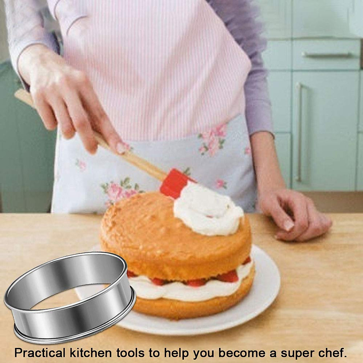 ETSAMOR 4 PCS Double Rolled Tart Rings Stainless Steel Muffin Tart Rings Professional Circular Crumpet Rings Set for Home Food Making Tool, Making Small Pastry Pancakes, Catering Business