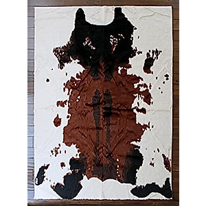 Masada Rugs, Faux Fur Cowhide Area Rug Brown Black White (3 Feet X 5 Feet)