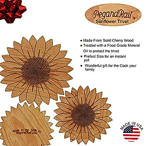 Sunflower Trivet - Hand Crafted in The USA From Solid Cherry Hardwood