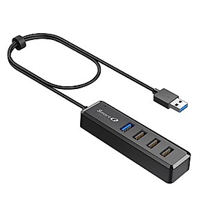 SmartQ 4-Port USB Hub - 1 USB 3.0 + 3 USB 2.0 Ports for MacBook, Mac Pro, Mac Mini, iMac, Surface Pro, XPS, PC, Flash Drive, Mobile HDD, USB Hub for Laptop, USB Port Expander, USB Extension Cable