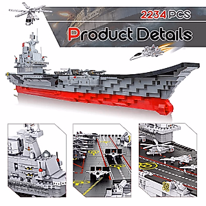 2234 Pieces Aircraft Carrier Building Blocks with Storage Box, 38x 7.7x10.5 Inch Stress Release Large Construction Military Warship Battleship Blocks Toys for Adults and Kids 14 Years and Up
