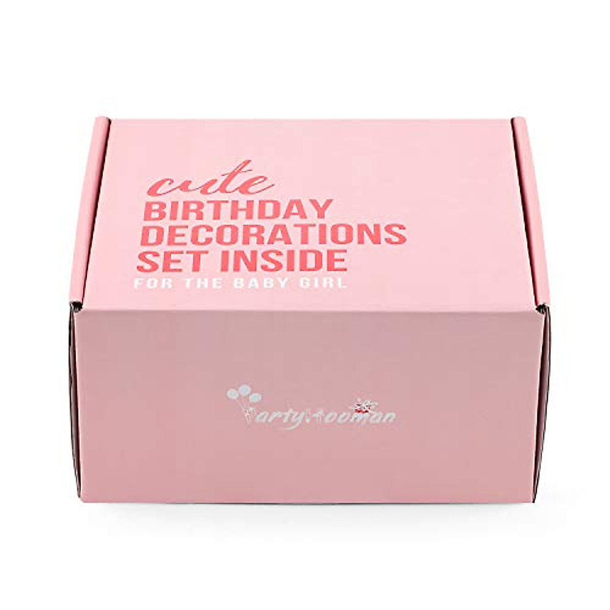 1st Birthday Girl Decorations WITH Birthday Crown- Baby First Birthday Decorations Girl - Pink and Gold Party Supplies - One Balloon, Heart and Confetti Balloons, Happy Birthday Banner ONE Cake Topper