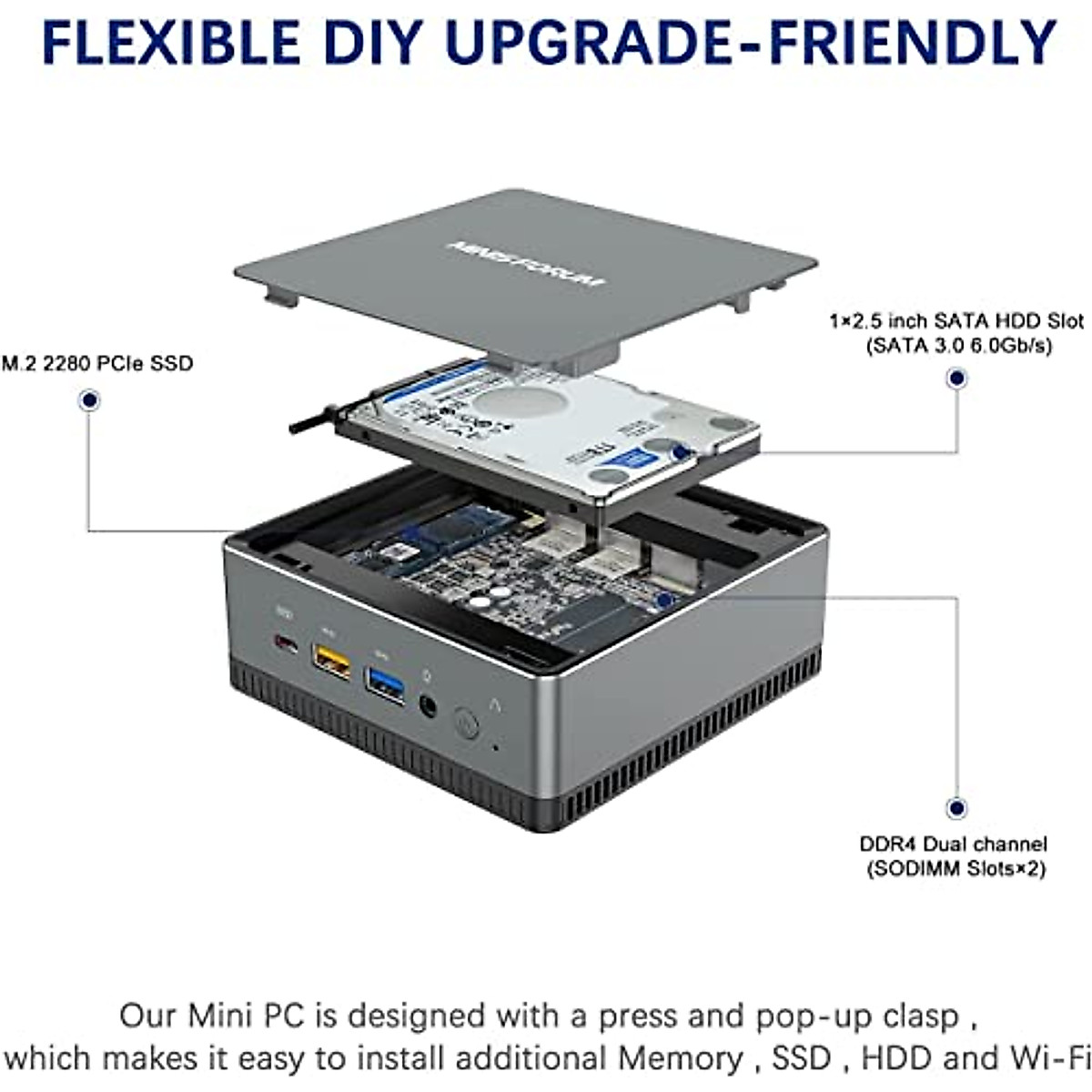 MINISFORUM Mini PC AMD Ryzen 7 3750H UM700 | 16 GB RAM 512 GB PCIe SSD Mini Desktop Computer | Radeon RX Vega 10 Graphics | Dual WiFi BT 5.1 | HDMI/Display/USB-C | 1 X RJ45 | 5X USB Ports