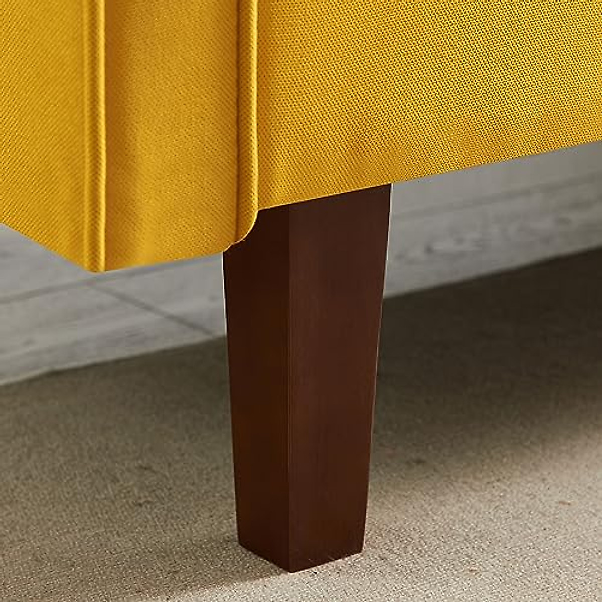 Anwickhomk 72" Convertible Folding Sofa Bed Futon,Modern Linen Fabric Sleeper Loveseat with 2 Pillows & Solid Wood Legs,Small Couch Bed Recliner Sofa for Living Room Apartment Office (Yellow-New)