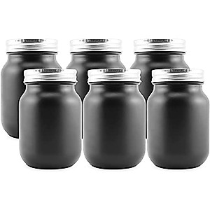 Darware Black Chalkboard Mason Jars (Pint Size, 6-Pack); Black-Coated Blackboard Surface Glass Jars for Arts and Crafts, Gifts, and Rustic Home Decor