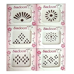Sindoori Traditional Collection Assorted Design Maroon Colour Bindi for Womens, Girls - 12 Flaps