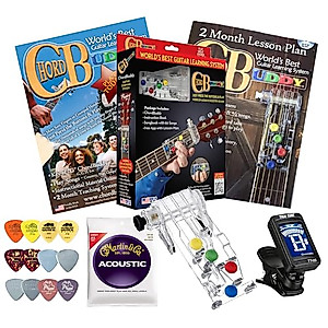 Chord Buddy Guitar Learning Aid Package with True Tune Tuner, Strings & Picks Bundle