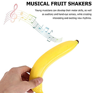 SUPVOX 2pcs Musical Shakers Fruit Sand Shakers Plastic Banana Orange Maracas Percussion Musical Toy Hand Percussion Children Maraca Percussion Instrument Cognitive Toys