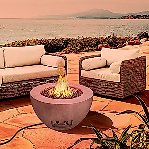 Kante Concrete Round Fire Table 25", 50000 BTU Outdoor Propane Fire Pit Table, Gas Fire Pits for Outside Patio, Smokeless Fire Pit and Outdoor Fire Pits, Natural Concrete