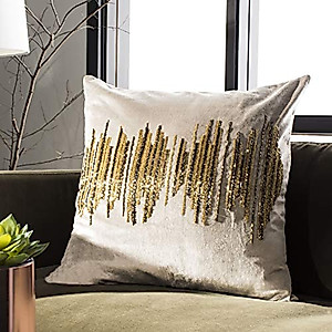 Safavieh Deston Darling Throw Pillow, 22"x22", Beige/Gold