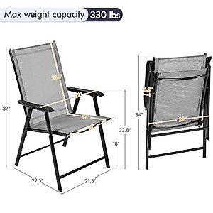 Yaheetech Patio Chairs Outdoor Chairs Set of 2 Portable Dining Chairs with Armrests for Camping, Lawn Yard Beach, Folding Patio Chairs 2-Pack Patio Chairs Metal Frame
