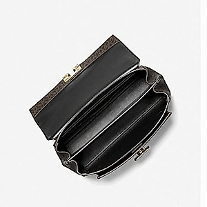 MICHAEL KORS Lita Medium Two-Tone Logo Crossbody Bag (brown signature black solid)