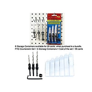 FTG USA Wood Countersink Drill Bit Set 3 Pc Countersink Drill Bit #6#8#10 Tapered Drill Bits with Improved Countersink Connection Drill Bit to Hex Shank Without Pin, 1 Stop Collar, 1 Allen Wrench