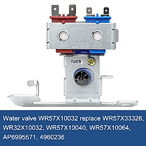 WR57X10032 WR57X33326 Refrigerator Water Inlet Valve by Fetechmate WR57X10032 Dual Solenoid Valve Compatible with G-e Refrigerator Replace WR57X33326 WR57X10040 WR57X10064