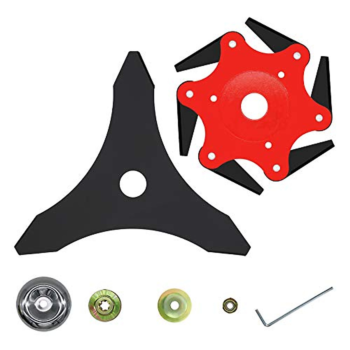 CZS 6 Steel Razor Blade Trimmer Head & 3 Teeth Brush Cutter Blade 67Mn Grass Steel Blades Tool with Adapter Accessories for Mower Weed Tools Mower Weed Tools