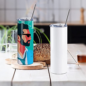 Sublifun Sublimation Tumbler Blanks,20oz White Straight Skinny Tumbler Bulk,4 Pack Stainless Steel Double Walled Tumbler with Lid and Metal Straw,High-quality coating for Tumbler Press Machine Print