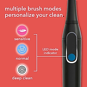 Colgate hum Black Electric Toothbrush for Adults, Starter Kit with Travel Case and Extra Refill Head, Rechargeable Smart Sonic Toothbrush, Black