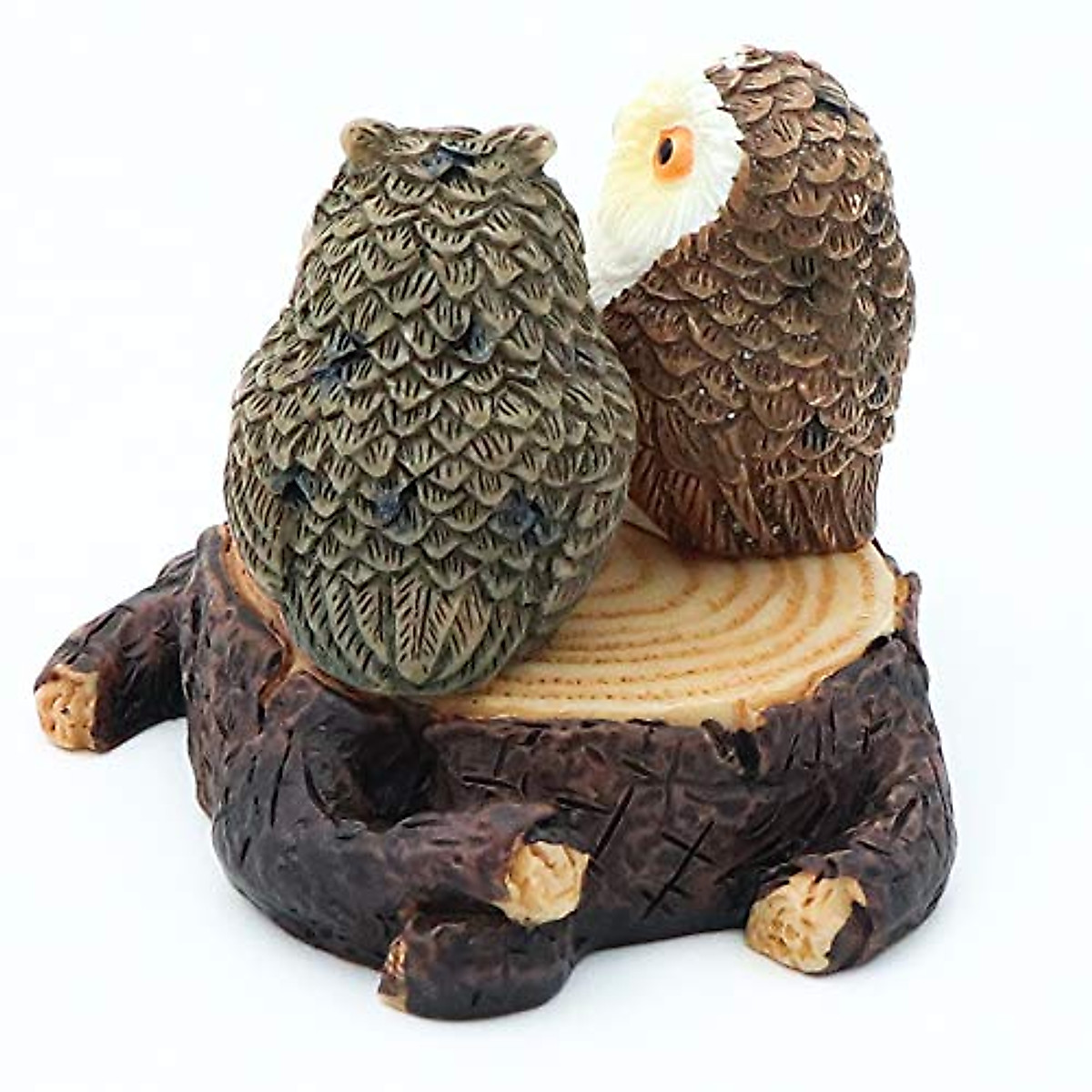 HRRIVE Mini Owls Bird Miniature Figurine with Tree Stump/Fairy Garden Pot Decoration for Micro Landscape Plant Pot, Bonsai Craft Décor