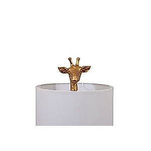 Creative Co-Op Resin Giraffe Table Lamp with Linen Shade, Distressed Gold