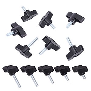Keadic 20 Pcs M6x20 Clamping Screw Knob Thumb Screws, Carbon Steel 36# Threaded Knurled Thumbscrew Screw on Tee Wing Plastic Knob (1/4”x 25/32”)