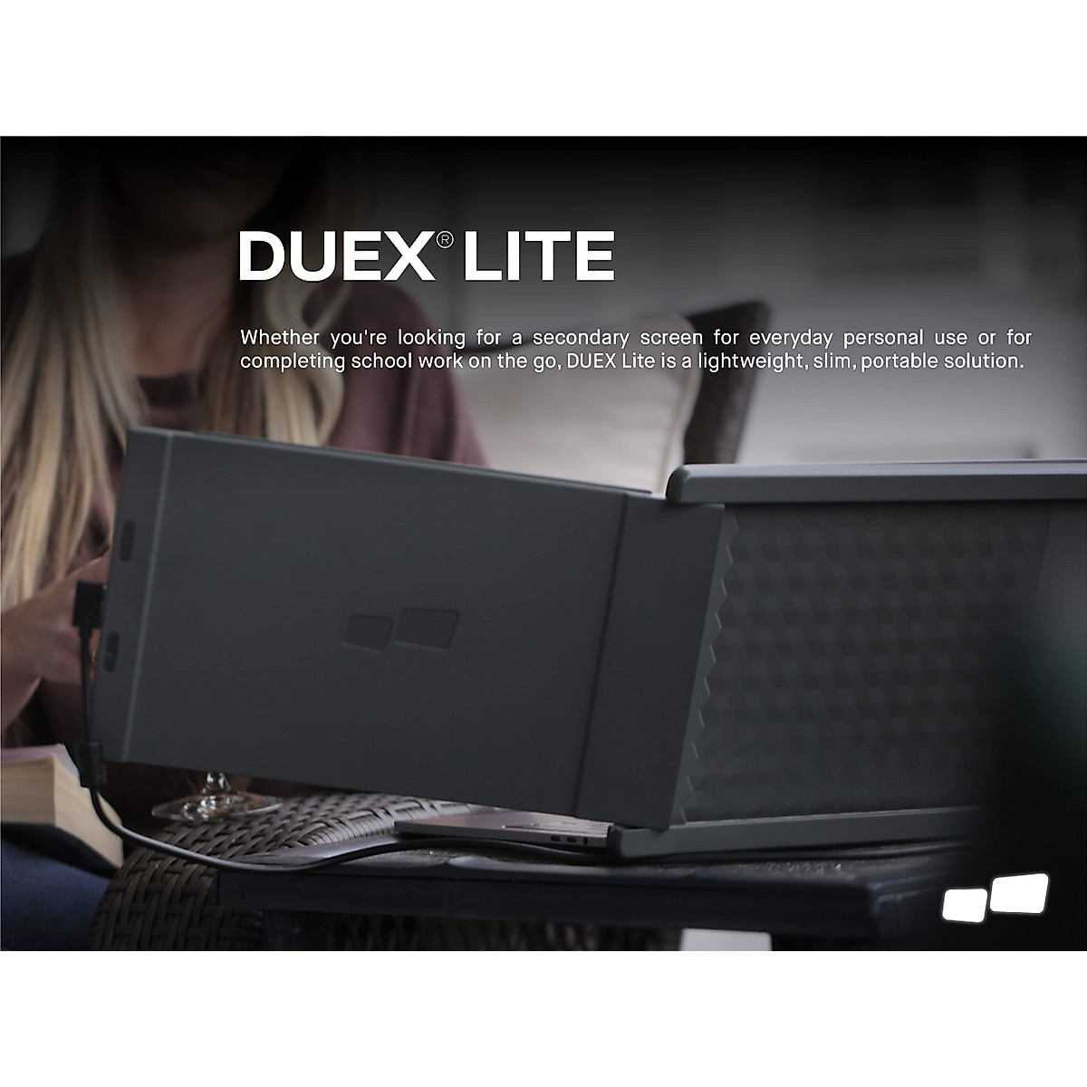 Duex Mobile Pixels Lite Portable Monitor for Laptops 12.5" Full HD IPS Screen,USB C Ultra Portable Laptop Dual Monitor, Plug and Play,Any Laptops Compatible (Grey)
