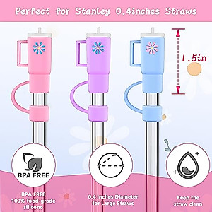Mojoker 6PCS Straw Cover for Stanley Cup, Silicone Straw Covers Cap for Stanley Cup 40 oz, Straw Topper with 30 Oz Tumbler, Mini 10mm for Stanley Cup Straw Cover for Tumblers