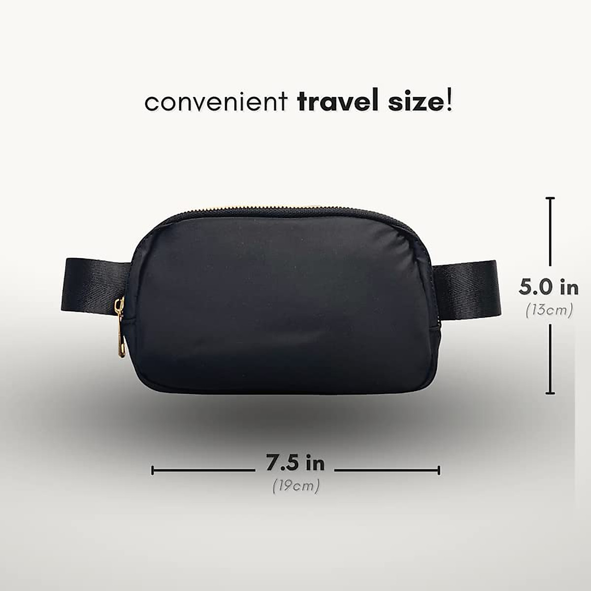 Boutique Belt Bag | Crossbody Bag Fanny Pack for Women Fashionable | Cute Mini Everywhere Bum Hip Waist Pack | Small Fashion Travel Chest Bag | Gold Accessories | Adjustable Extended Strap | Black
