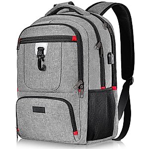 Travel Laptop Backpack for Men and Women, 17 Inch Large School Backpacks for Teens, Sturdy Back Pack with USB Charging Port Fits 17.3 Inch, Outdoor Hiking Water Resistant Anti Theft College Bag