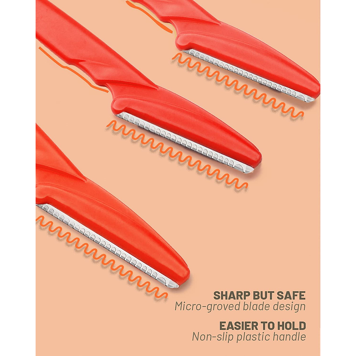 Eyebrow Razor for Women, 24 Pcs Dermaplaning Tool for Face Professional, Face Razor for Women Facial Hair Remover (Neon Orange)