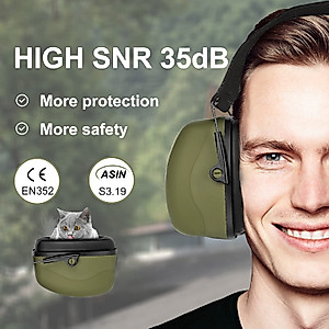ZOHAN EM028 Passive Shooting Ear Protection Earmuff, Hearing Protection High Noise Reduction SNR 35dB for Gun Range, Hunting, Construction