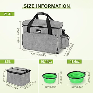 Petcute Dog Travel Bag for Large Dog, Airline Approved for Dog and Cat, Camping Essentials with 2 Food Containers, 2 Collapsible Bowls, Weekend Tote Organizer for Travel Camping