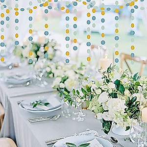 Light-Dusty Blue Gold Party-Decorations Garland - 52Ft Birthday Baby Bridal Shower Wedding Paper Banner Streamers,Bachelorette Engagement Decor Panduola