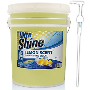 Ultra Shine™ 2X Platinum™ Dishwashing Liquid - Lemon Scent - 5 Gallons (Retail Case w/Pump)