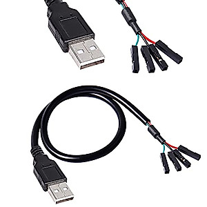 MEIRIYFA USB 2.0 A to USB 4 Pin Dupont Motherboard Header Adapter, USB Male to 4Pin Female 28AWG Extender Cable -30CM (2Pack)
