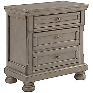 Signature Design by Ashley Lettner Modern Traditional 2 Drawer Nightstand, Light Gray