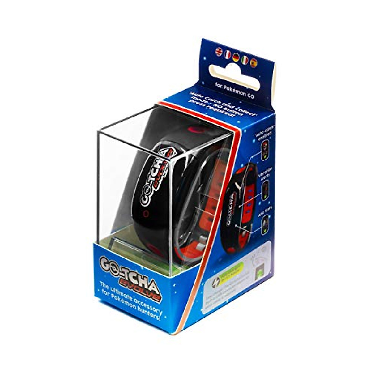 Go-tcha Evolve LED-Touch Wristband Watch for Pokemon Go with Auto Catch and Auto Spin - Black/Red