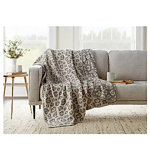 Member's Mark Luxury Premier Collection Cozy Knit Animal Print Throw (Leopard Warm Grey, 60" x 70")