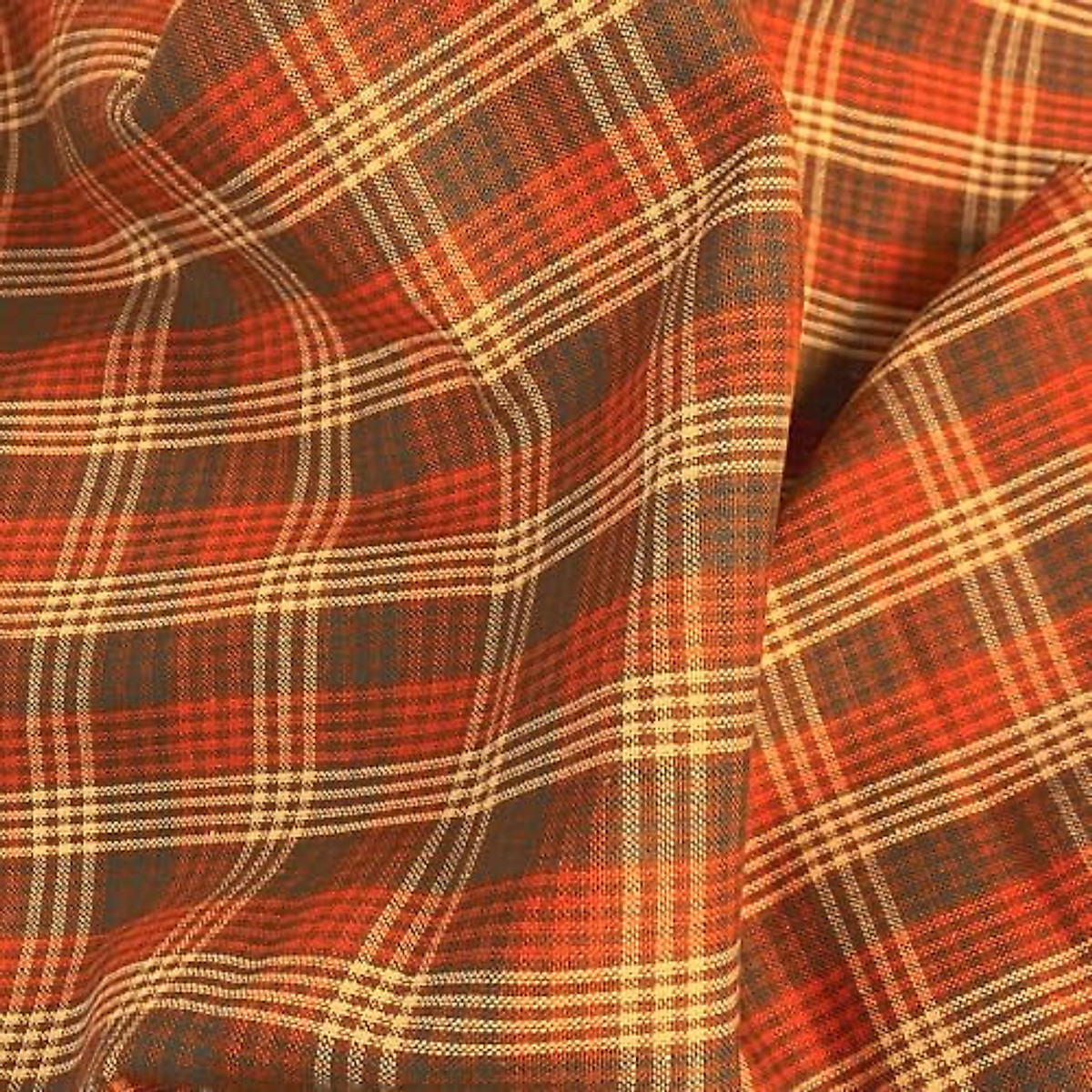 Autumn Pin Plaid Orange, Rust, Gold, Pumpkin Homespun Cotton Plaid Fabric by JCS - Sold by The Yard
